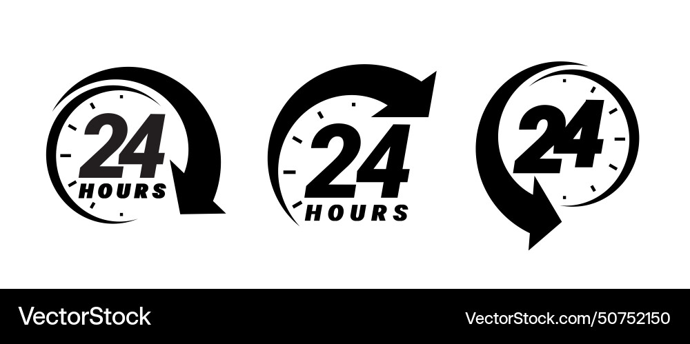 24 hours order execution or delivery service icons