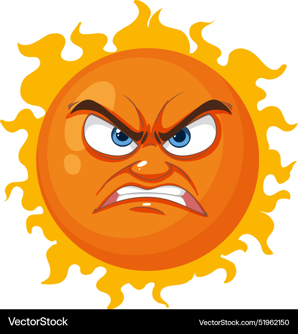 A furious sun with an intense expression Vector Image