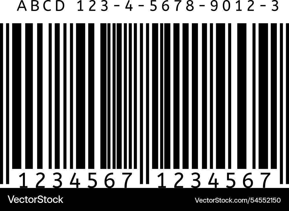 Black and white barcode with numbers and letters Vector Image