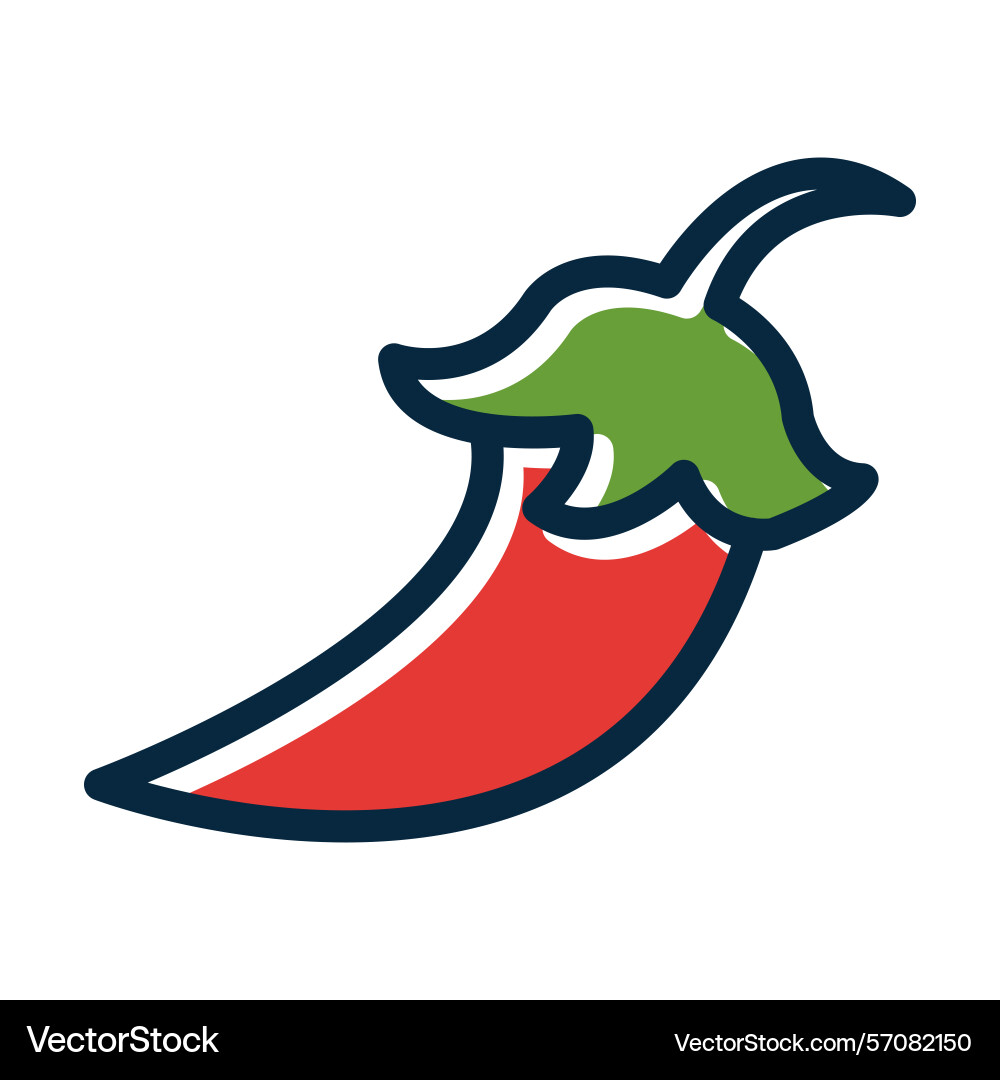Chilli thick line filled dark colors icons Vector Image