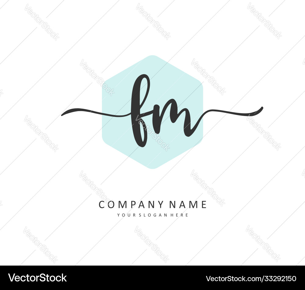 F m fm initial letter handwriting and signature Vector Image