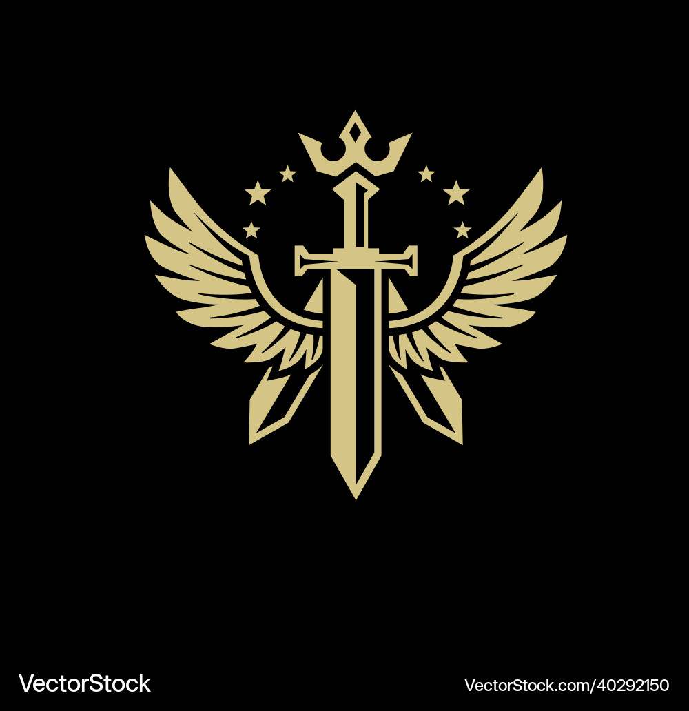 Guardian Sword Emblem Royalty Free Vector Image