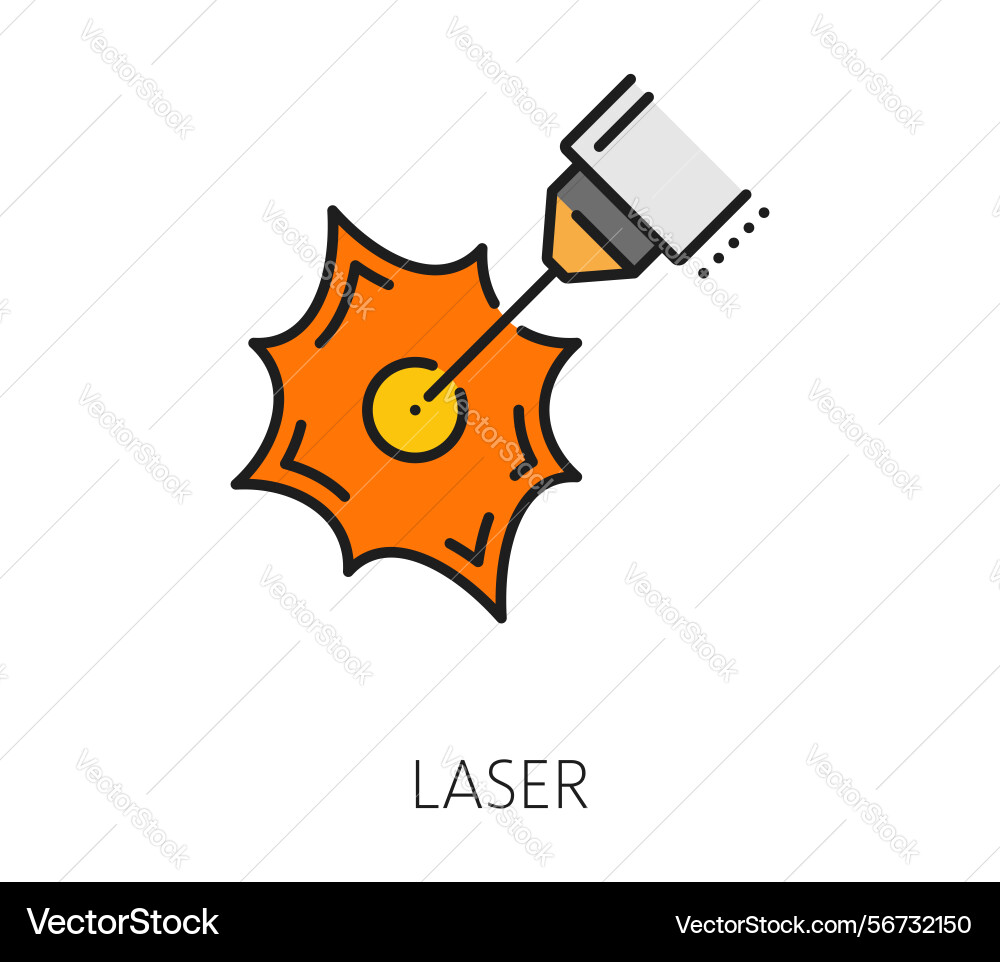Laser cutting line icon machine cutter Royalty Free Vector