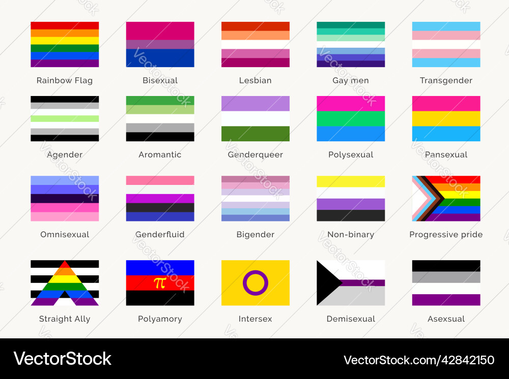 LGBTQ+ Pride Flags and Their Meanings Royalty Free Vector