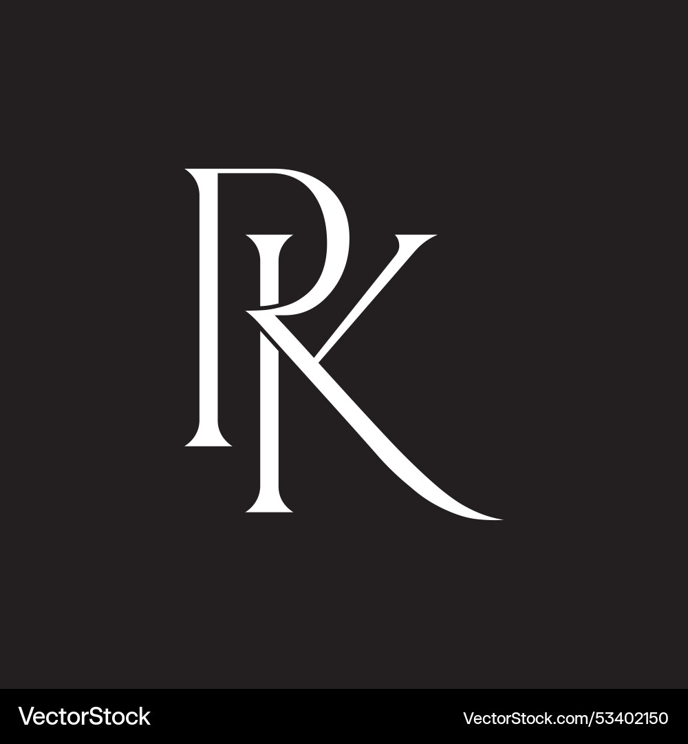 Luxury rk kr k r letter logo template Royalty Free Vector