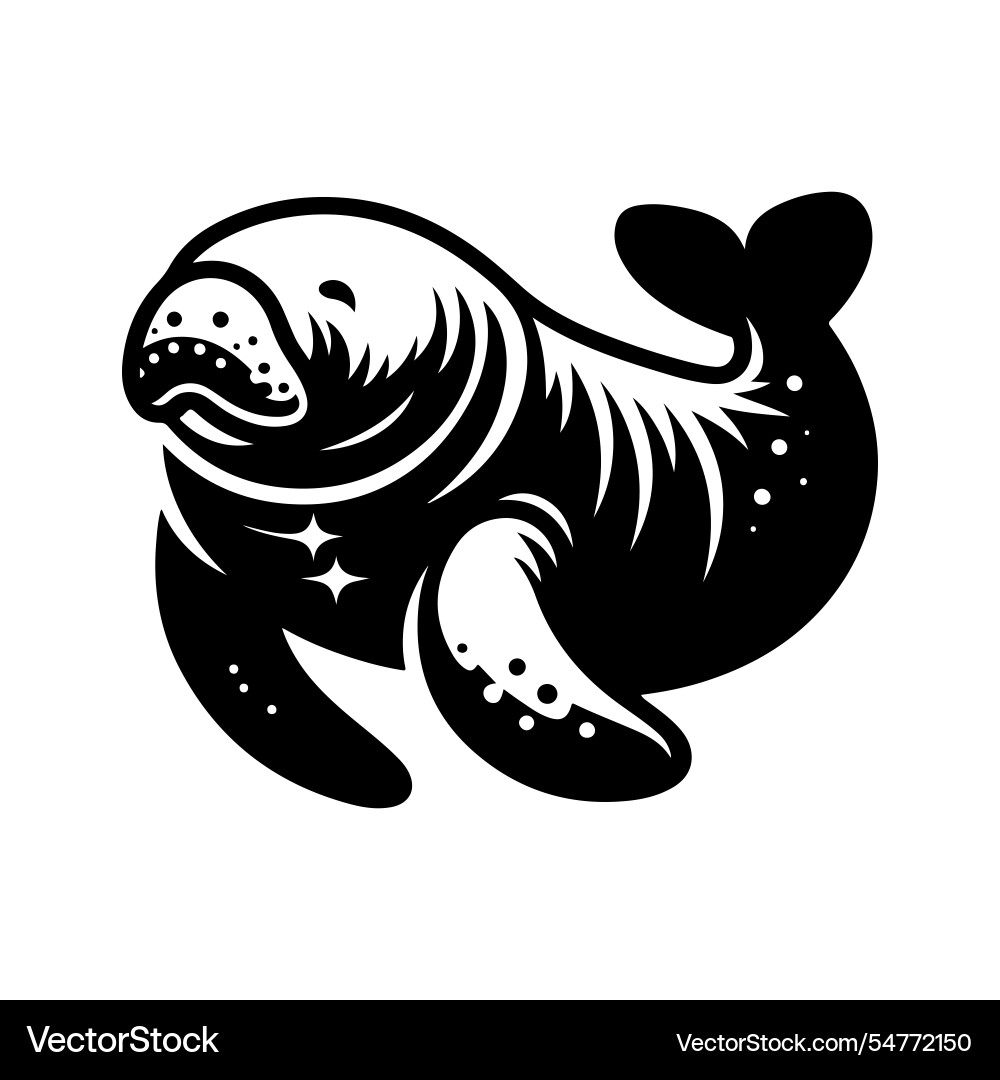 Manatee silhouette sea life graphic design Vector Image
