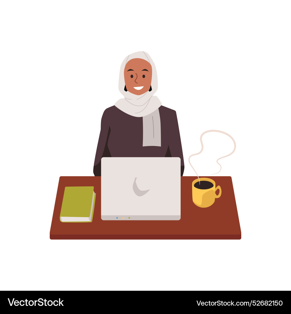 Muslim business woman studying or working Vector Image