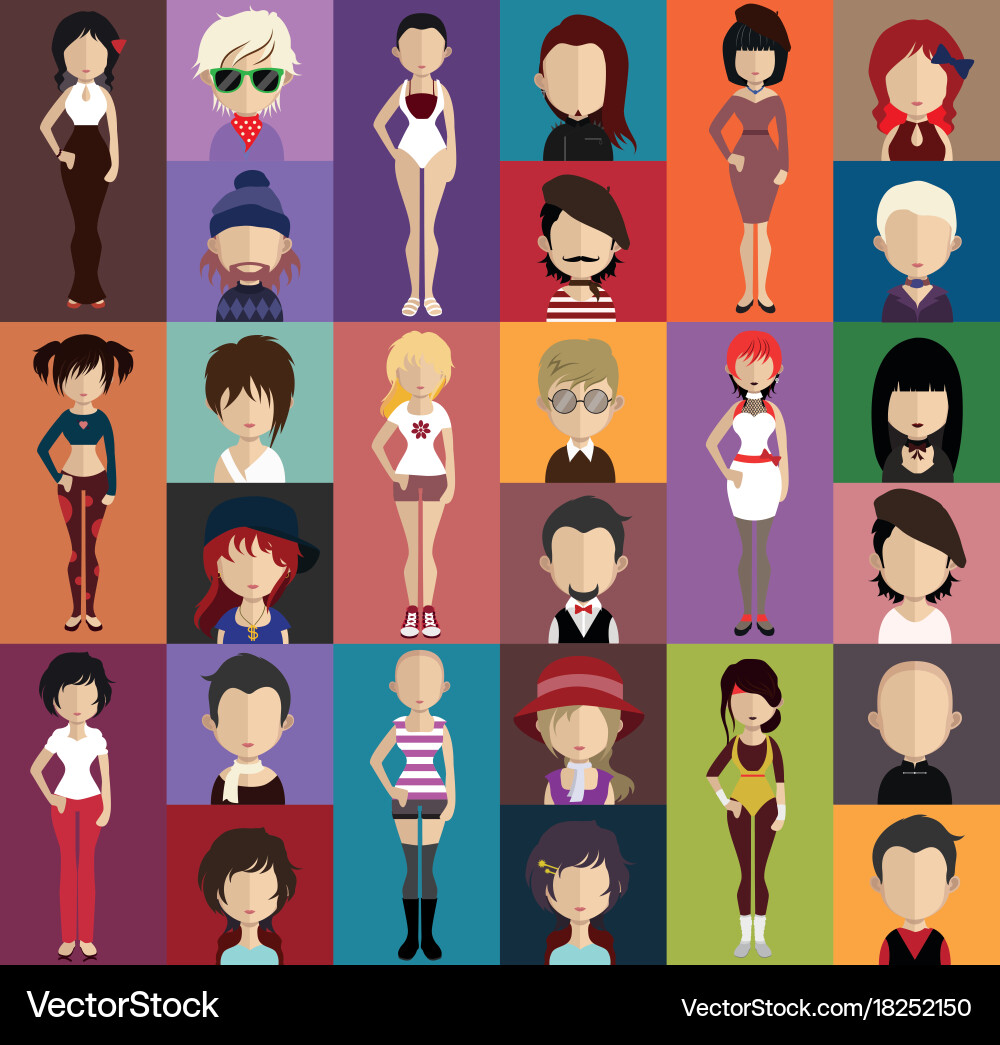 People avatar with full body and torso variations Vector Image