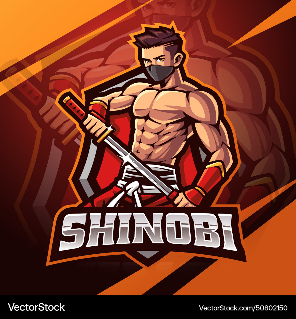 Shinobi esport mascot logo design Royalty Free Vector Image