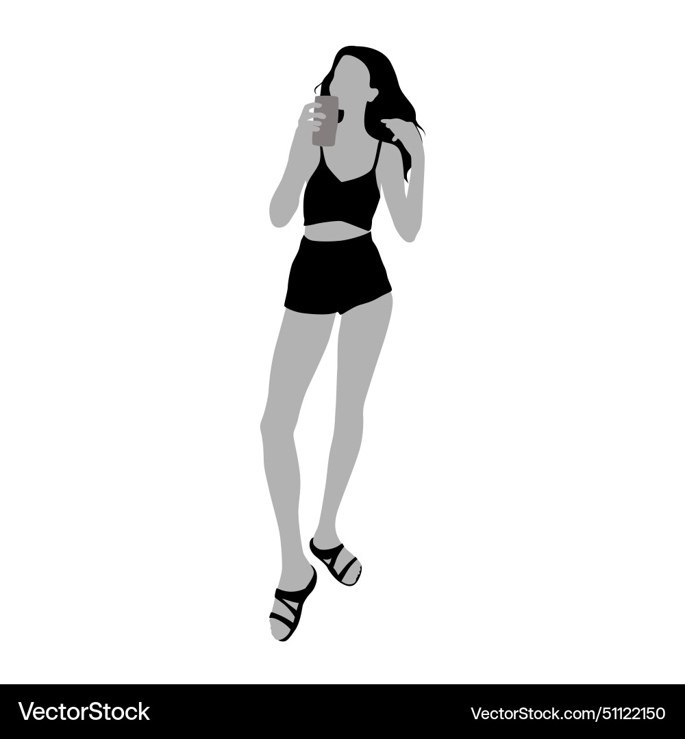 Woman drinking beer silhouette people Royalty Free Vector