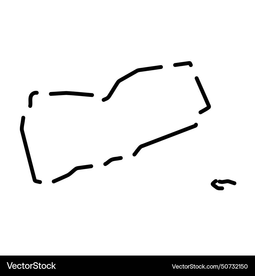 Yemen simplified broken outline map Royalty Free Vector