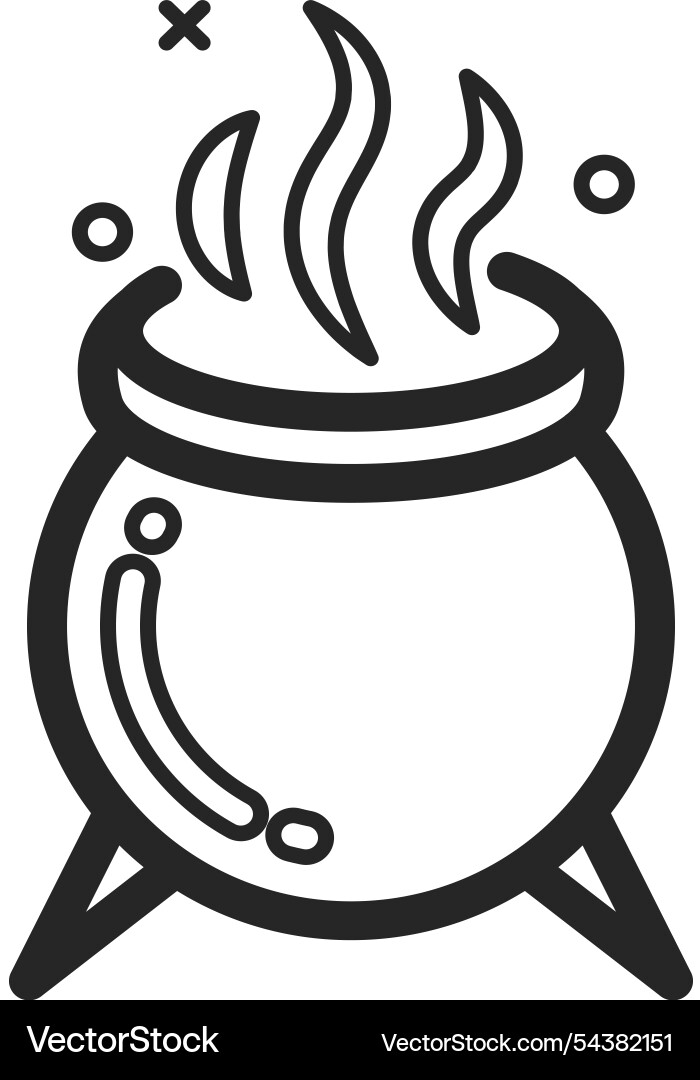 Boiling cauldron line icon spooky witch potion Vector Image