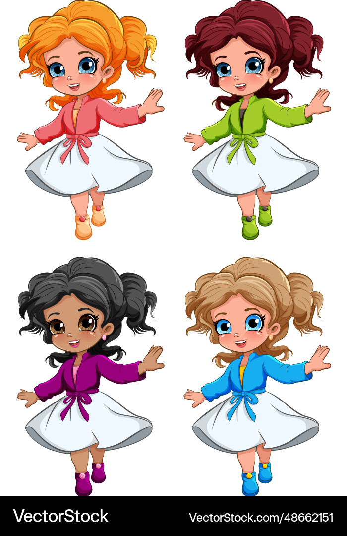 Cute girl dancing isolated Royalty Free Vector Image