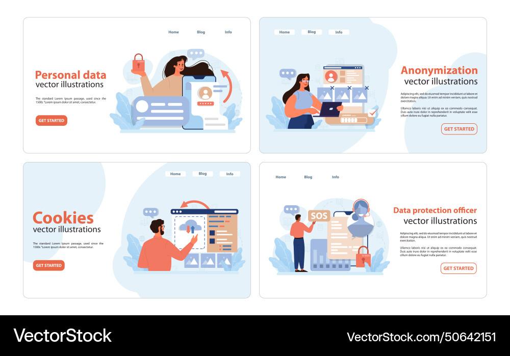 Data privacy set flat Royalty Free Vector Image