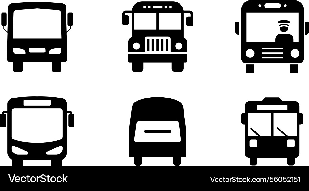 Front view bus icon in silhouette on a white Vector Image