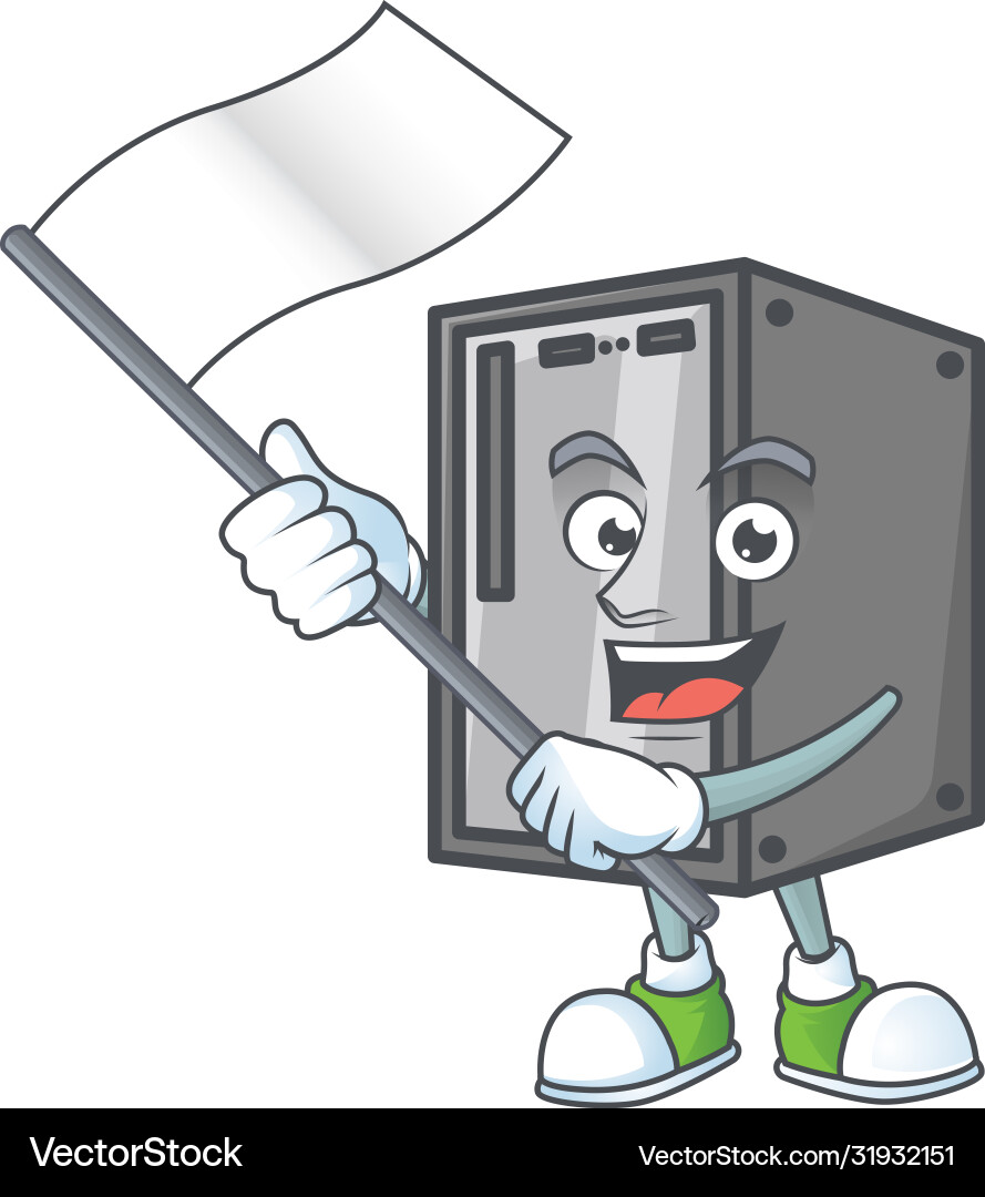 Lustiges Cpu Cartoon Charakter-Design mit einer Flagge