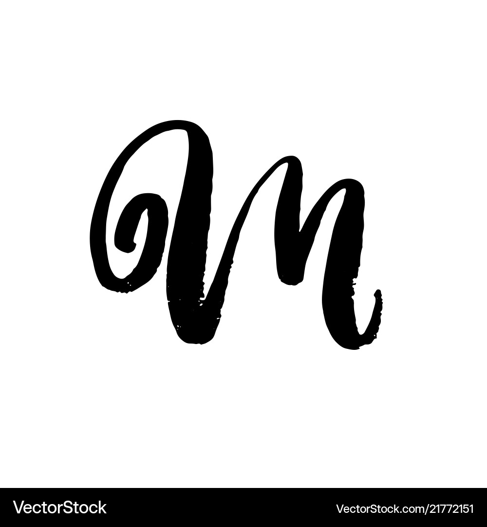 Hand painted letter m dry brush modern lettering Vector Image