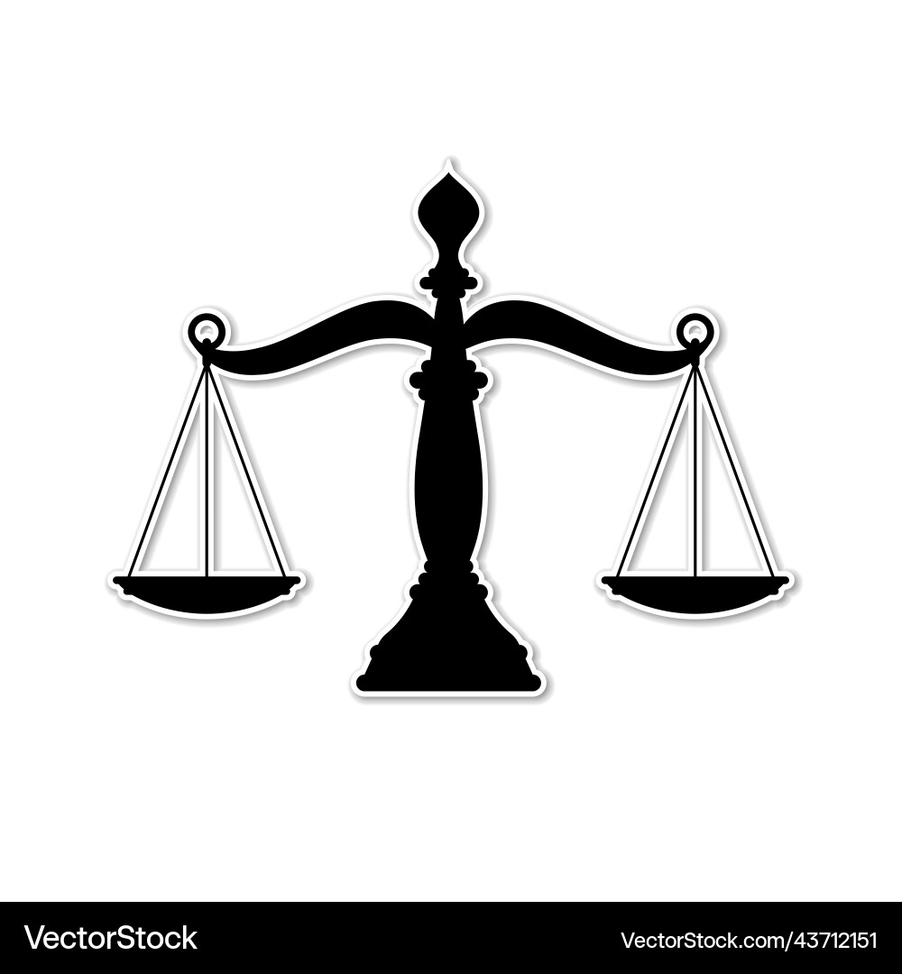 Scales of justice sticker Royalty Free Vector Image