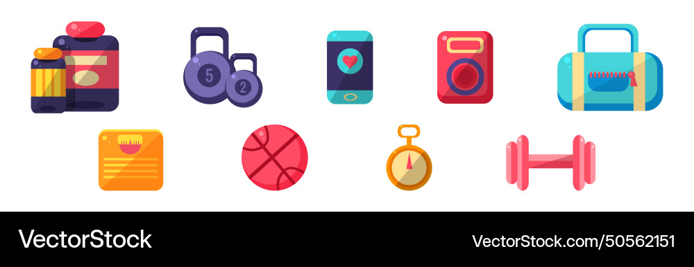 Sport gym object and equipment flat icon Vector Image