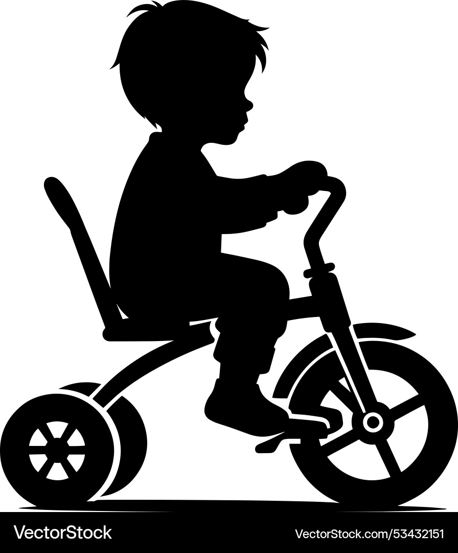 Tricycle Silhouette - Child Riding Royalty Free Vector Image
