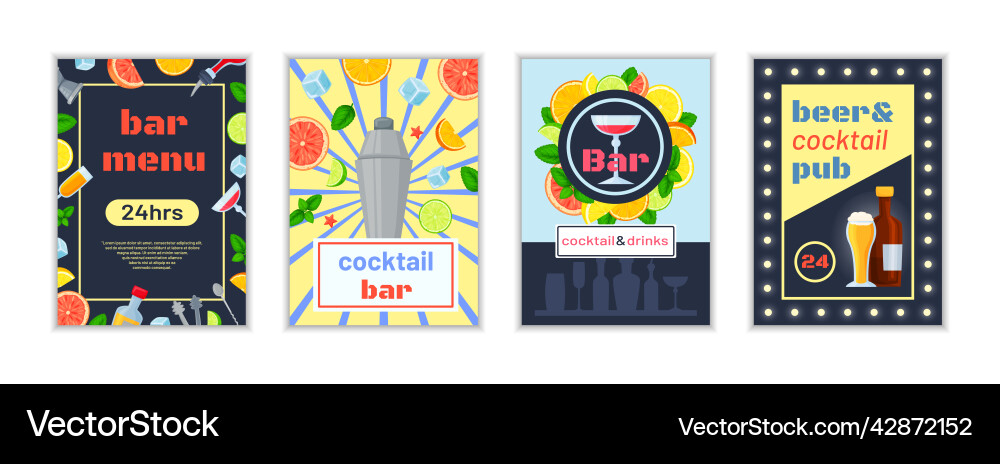 Bartender vertical posters set Royalty Free Vector Image