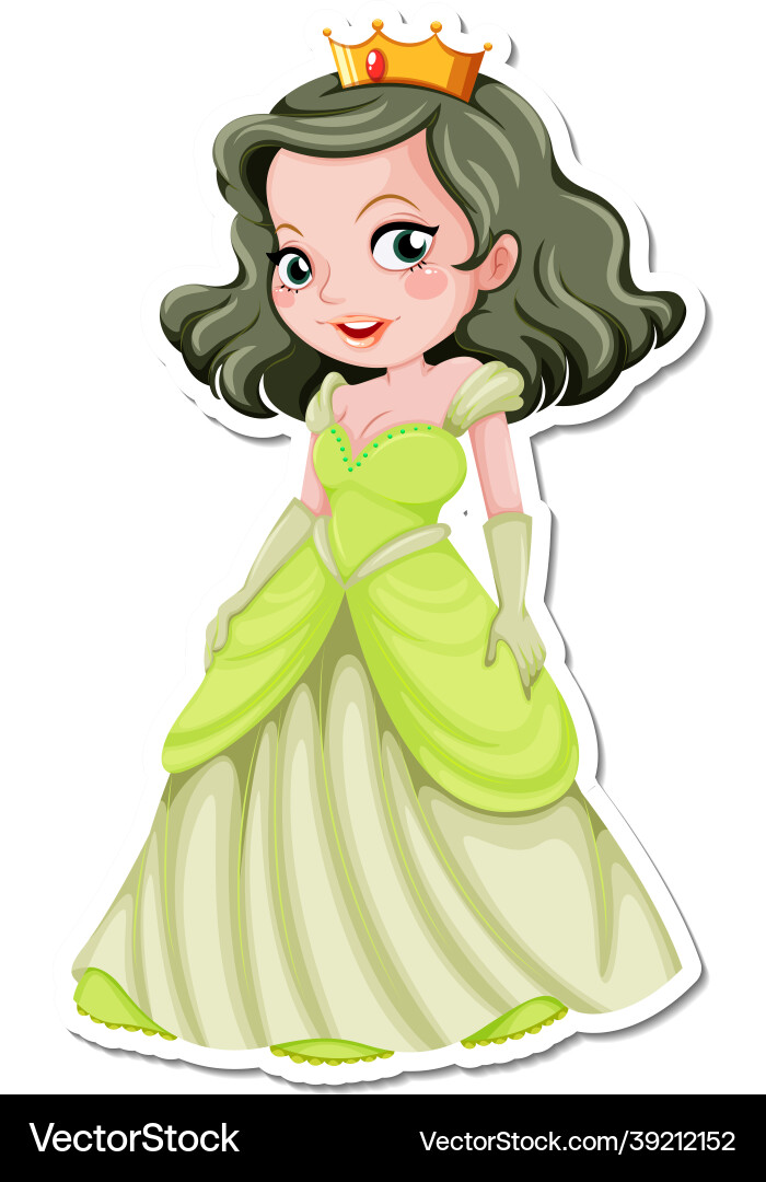 Beautiful princess cartoon character sticker Vector Image