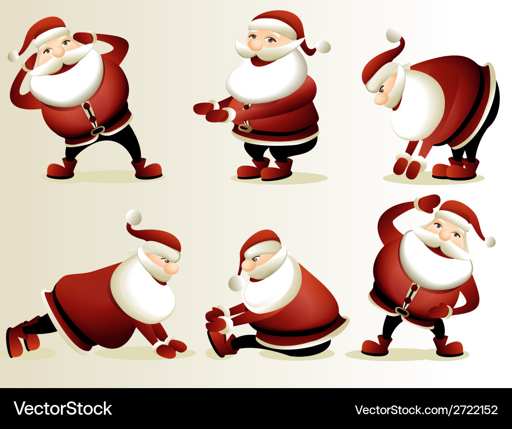 Cartoon santa claus gymnastics Royalty Free Vector Image