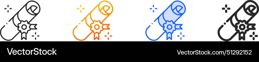 Certificate iconthin linear gradient blue stroke Vector Image