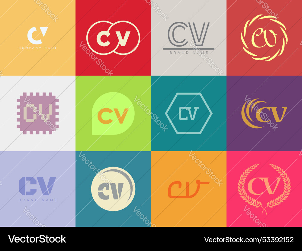 Cv logo company template letter c and v logotype Vector Image
