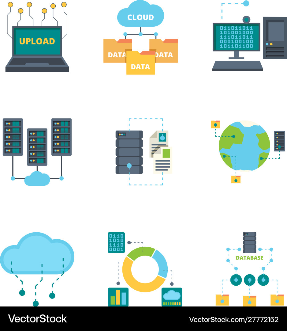 Data center icon cloud technology security Vector Image