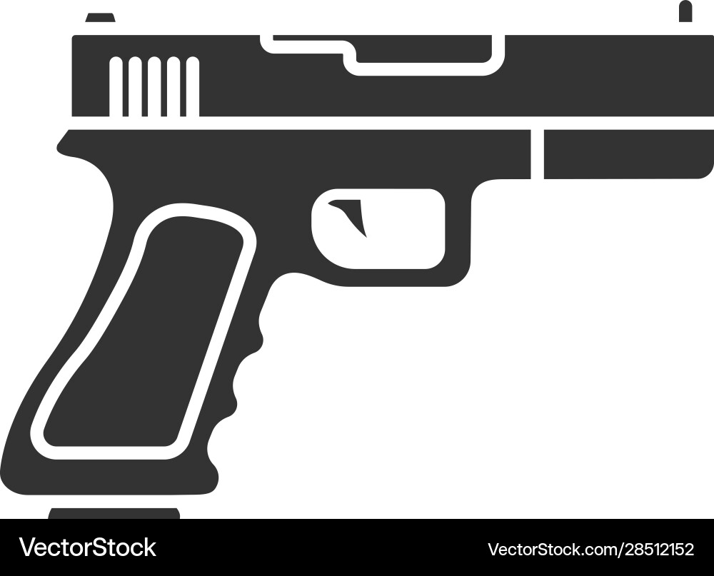 Gun pistol glyph icon Royalty Free Vector Image