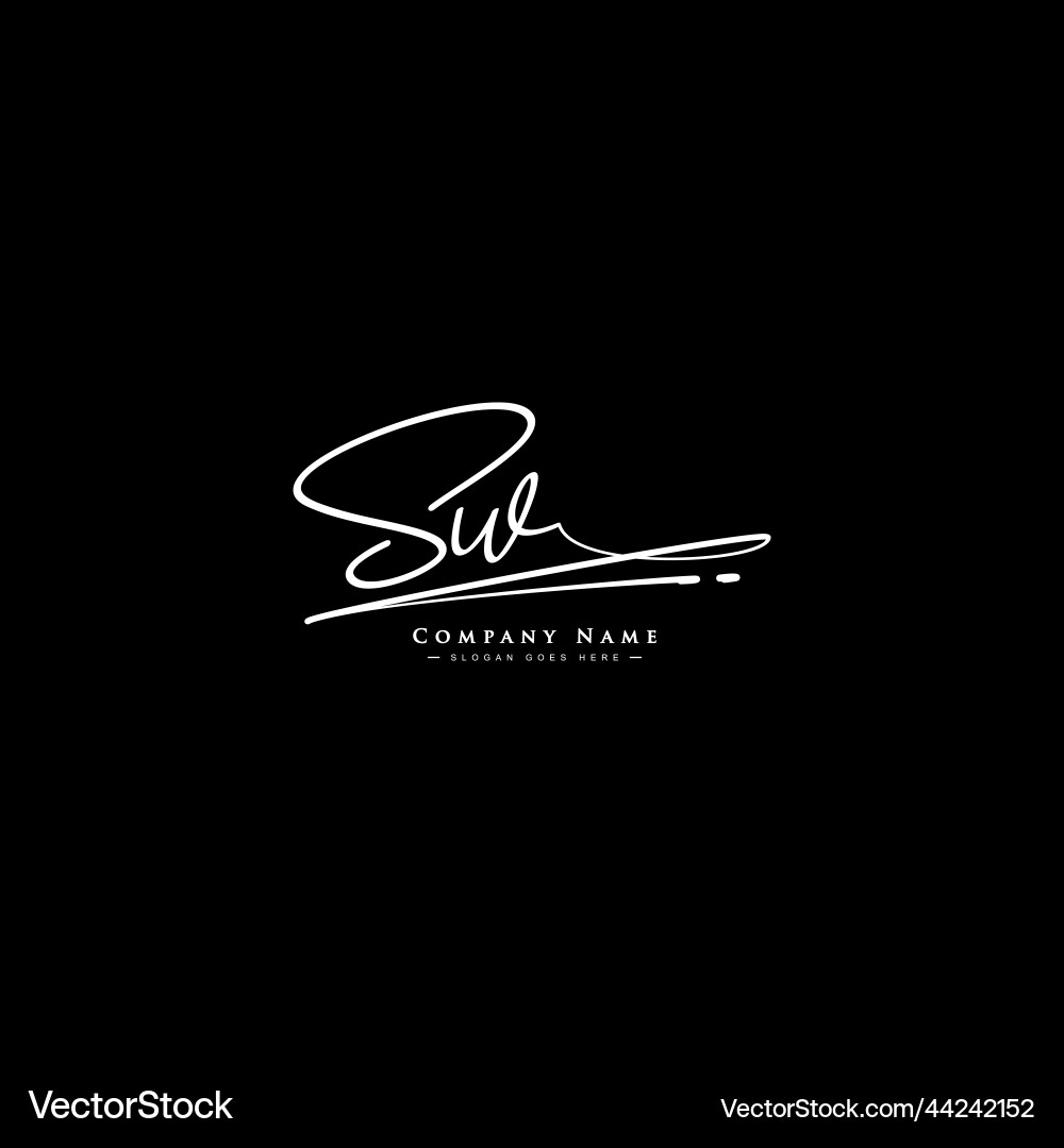 Initial letter sw logo - hand drawn signature Vector Image