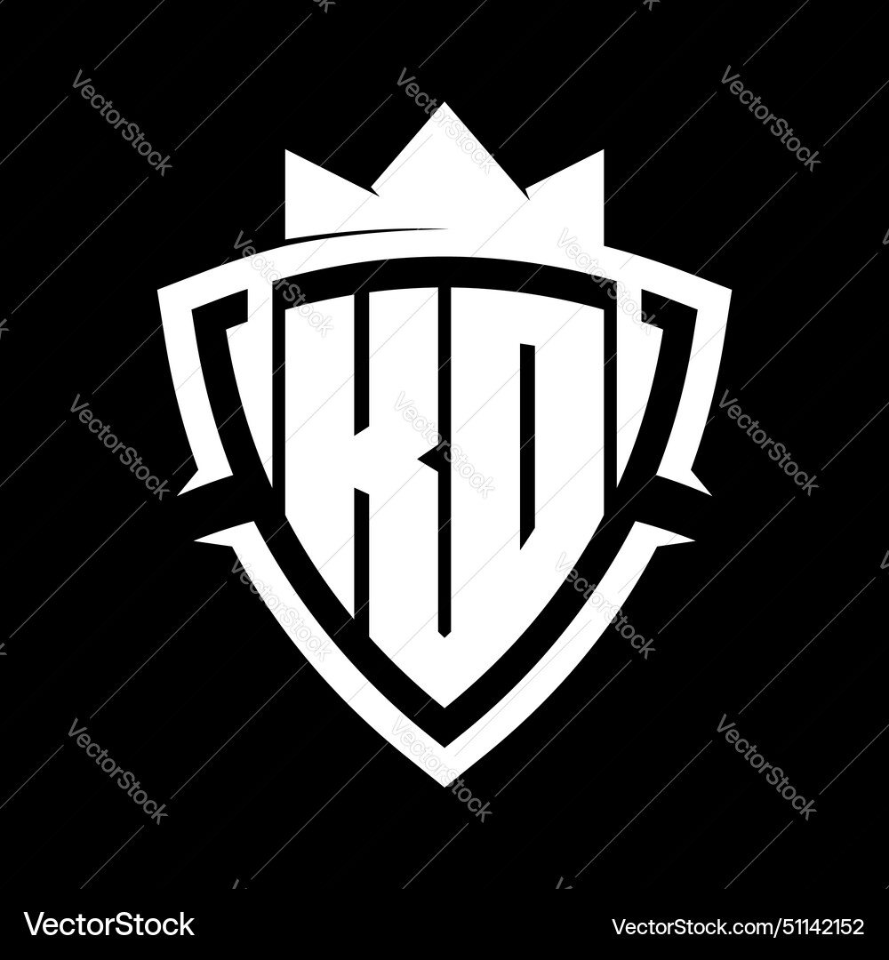 Kd letter monogram with triangle curve shield Vector Image