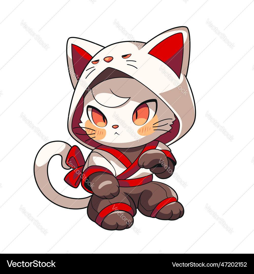 Maneki neko ninja kitty Royalty Free Vector Image