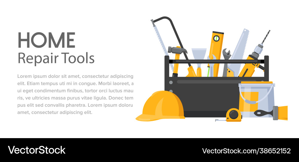 Repair tools handyman toolbox with builder Vector Image