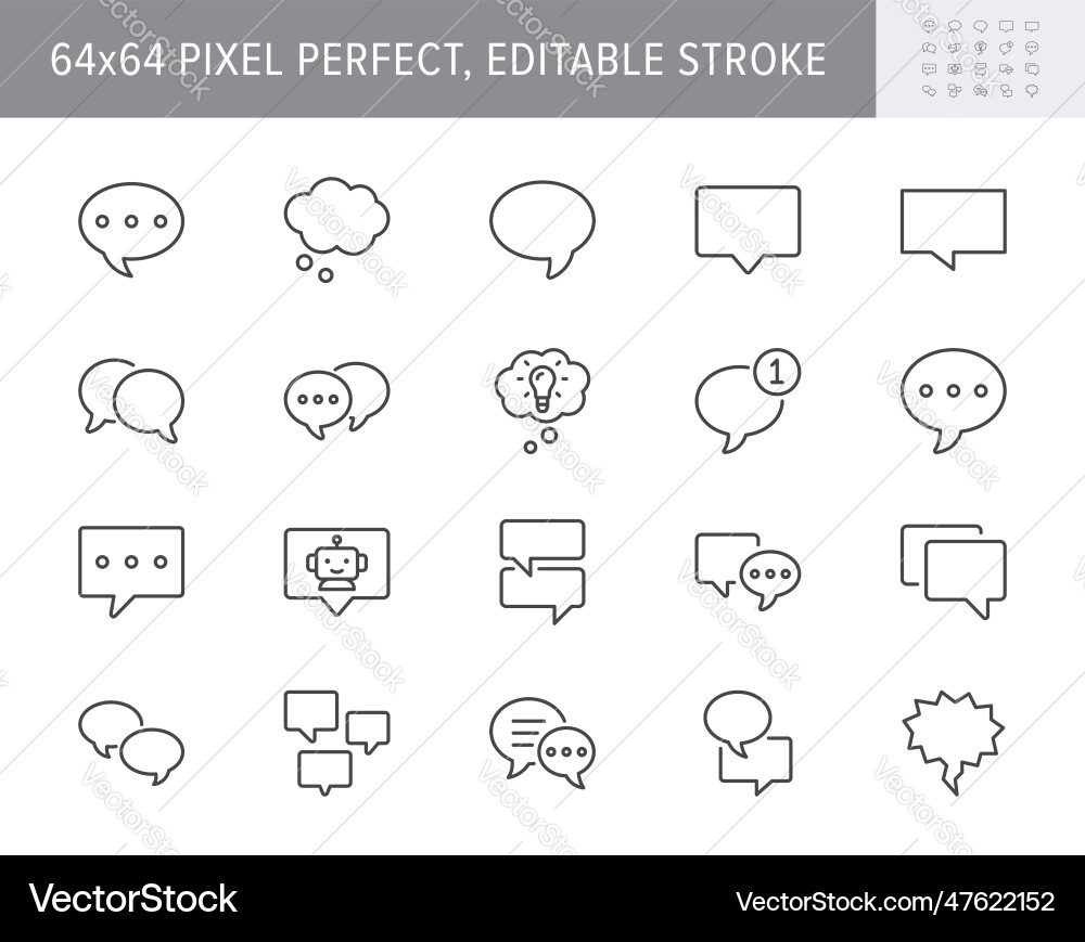 Speech bubbles line icons Royalty Free Vector Image