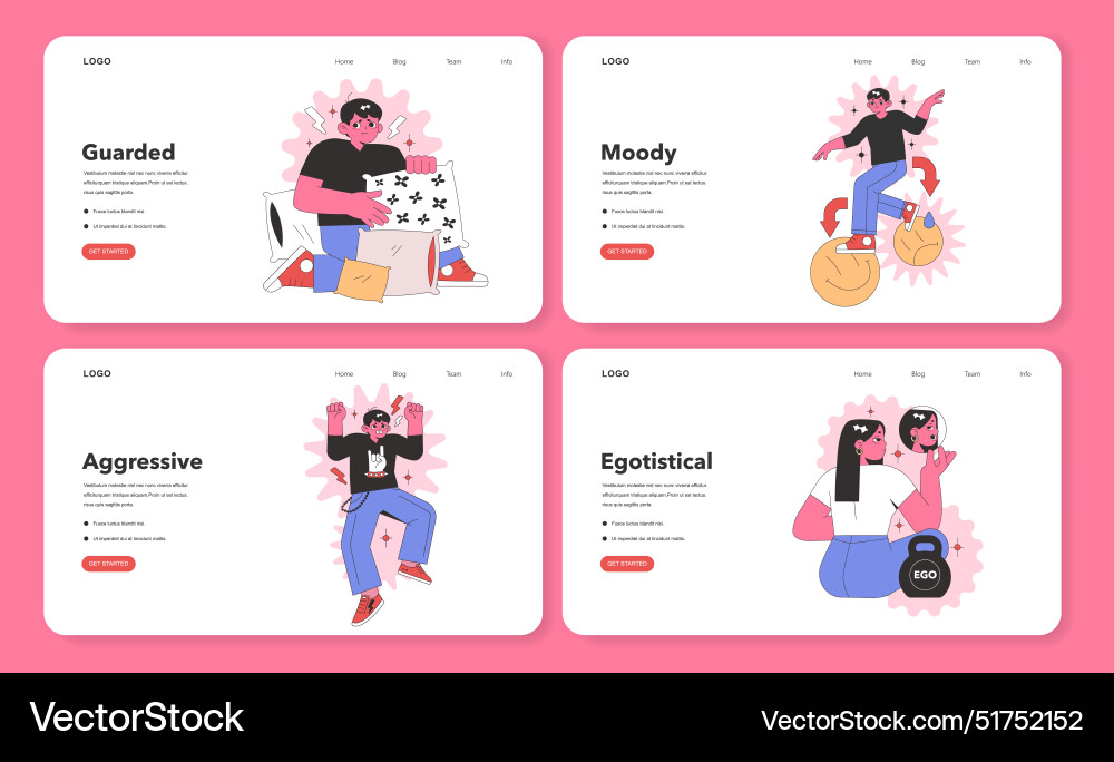 Web banner set featuring negative personality Vector Image