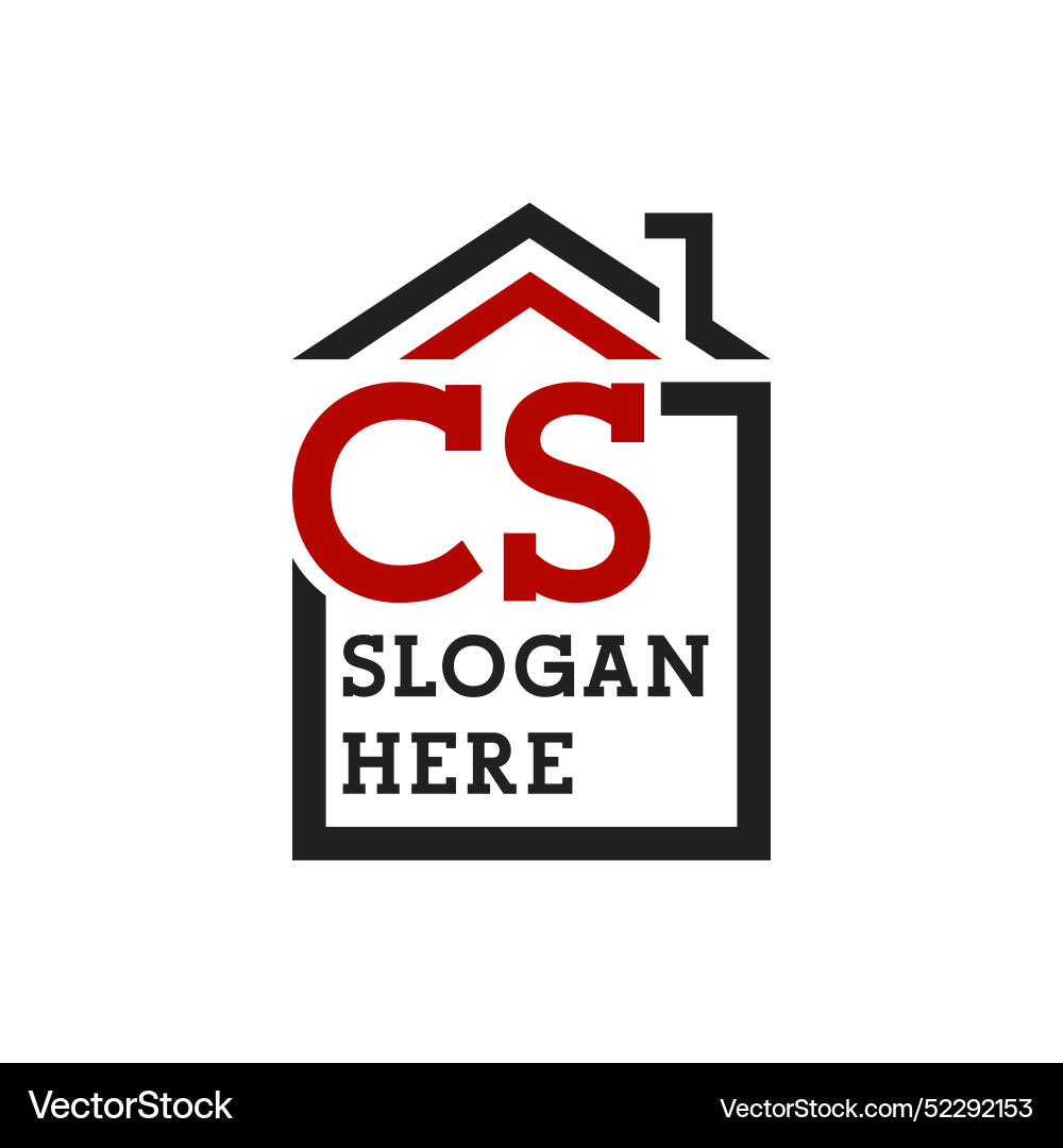 Initial cs house logo for roofing letter real Vector Image