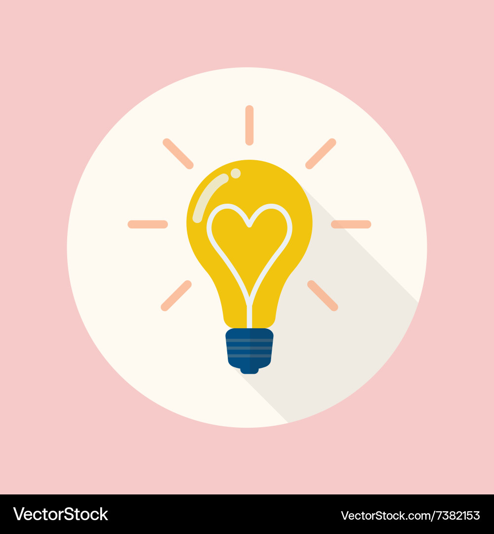 Lightbulb of love flat icon Royalty Free Vector Image