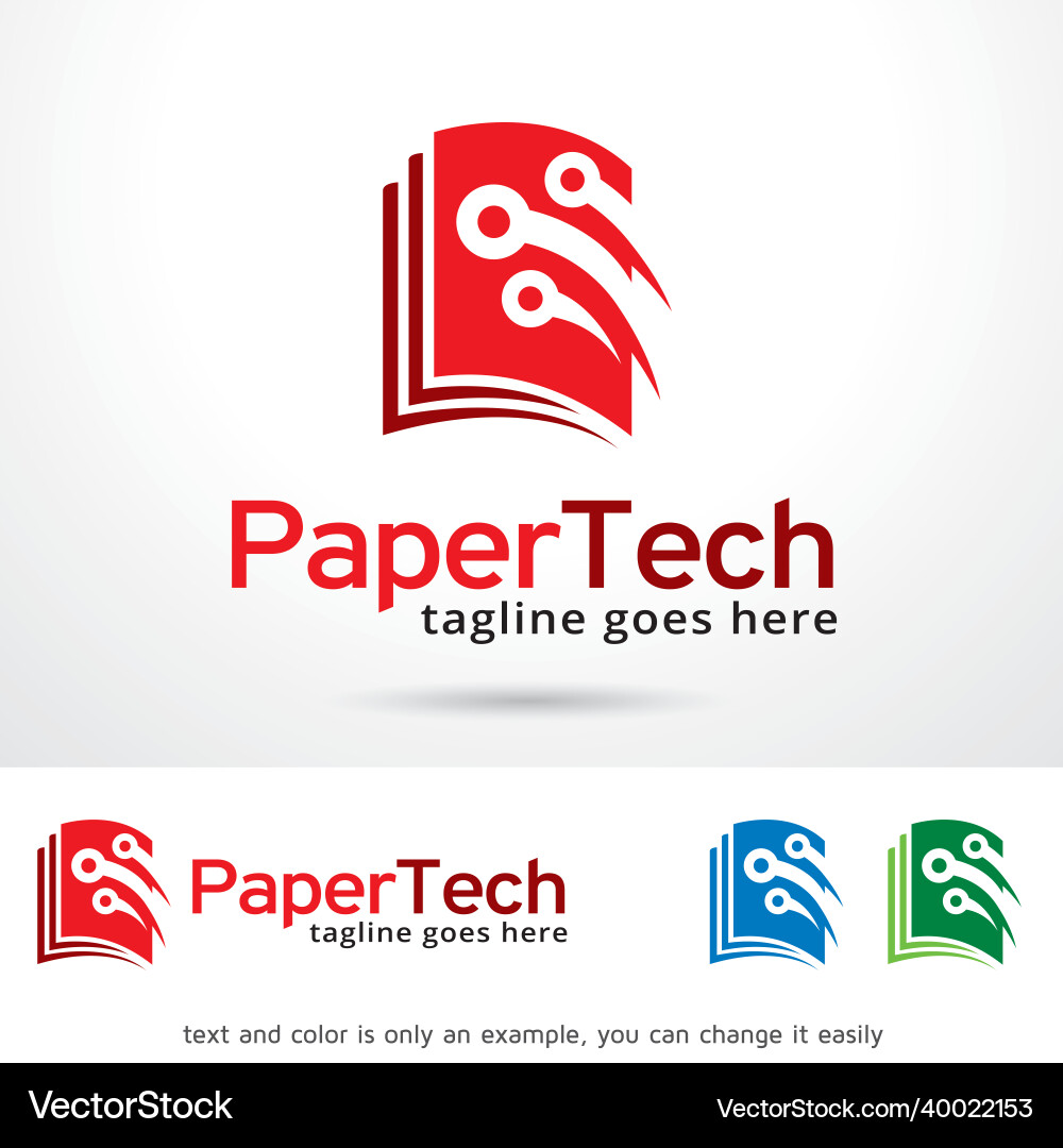 Paper tech logo template Royalty Free Vector Image