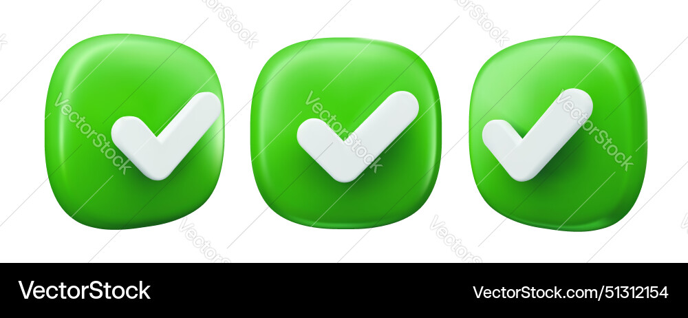 3d check icon done mark checklist tick signs Vector Image