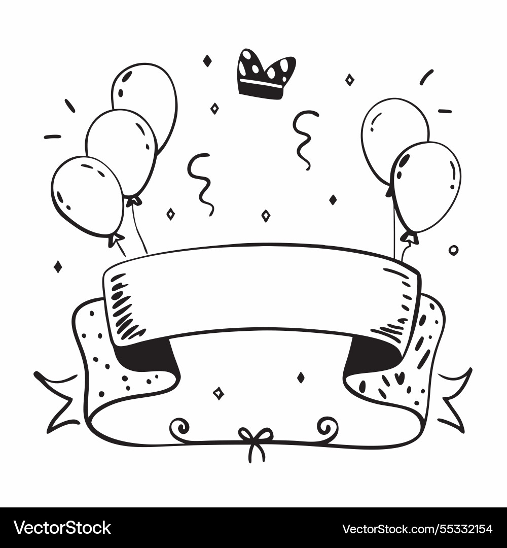 Balloons and streamers border with friendship fun Vector Image