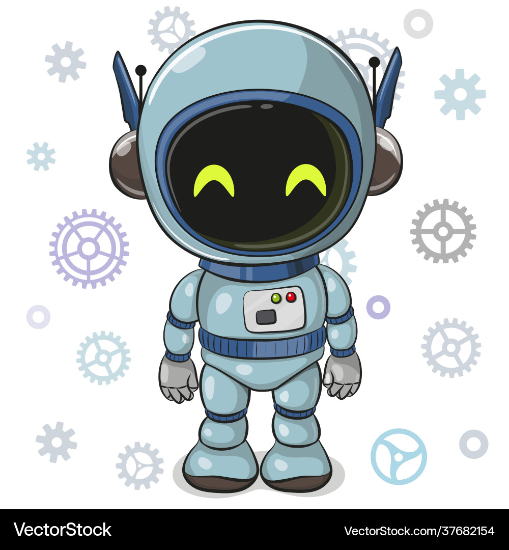 Cartoon blue robot on a white background Vector Image
