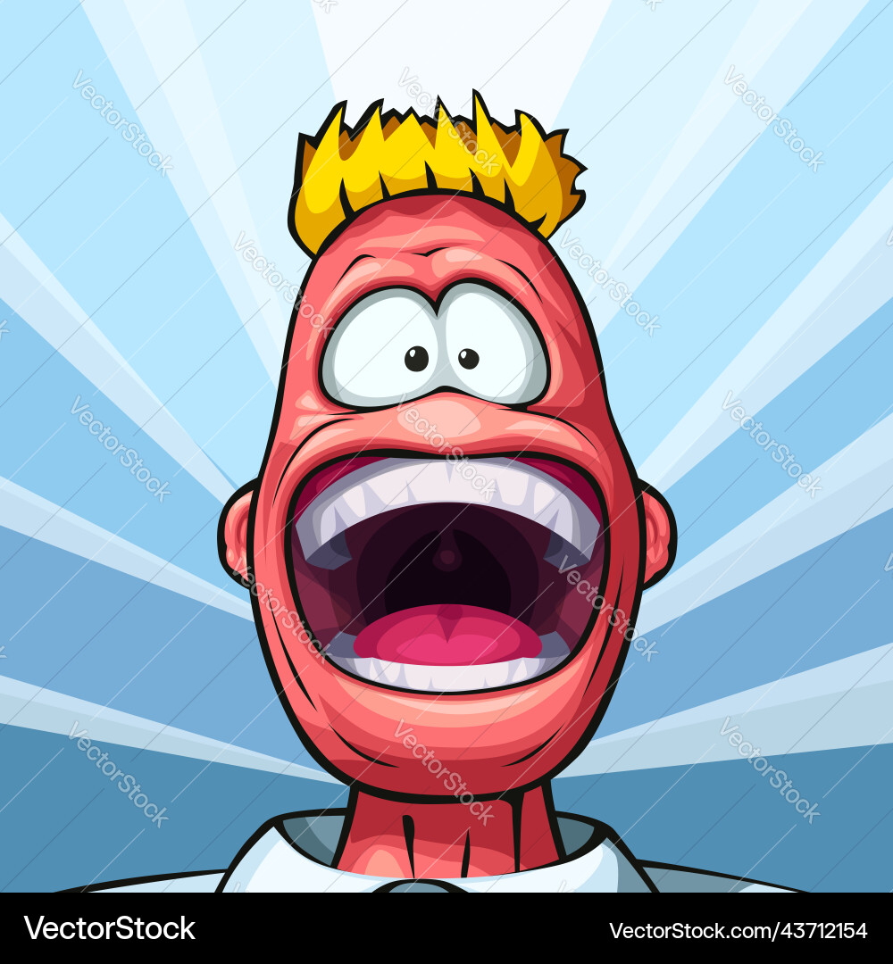Cute red skin monster screaming front view Vector Image