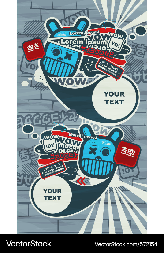 Graffiti character japanese style Royalty Free Vector Image