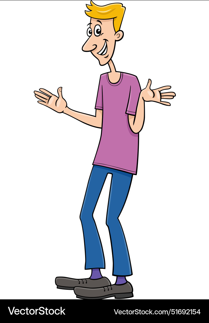 Happy cartoon young man or guy comic character Vector Image