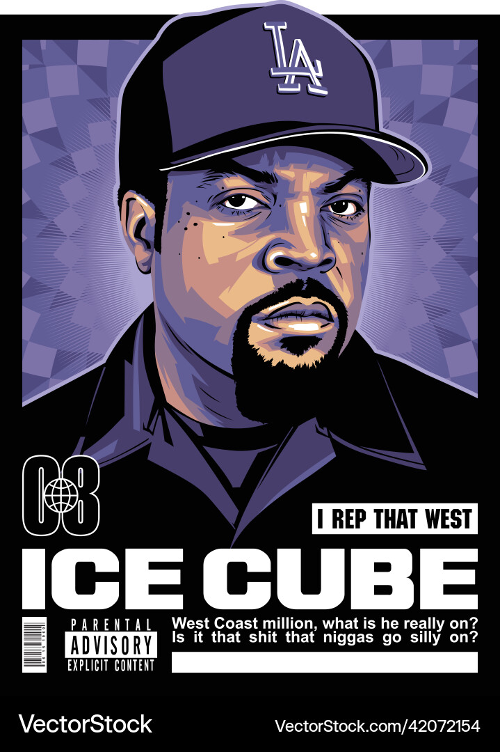 Ice Cube - West Coast Rap Royalty Free Vector Image