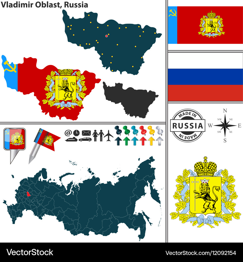 Map of oblast vladimir Royalty Free Vector Image