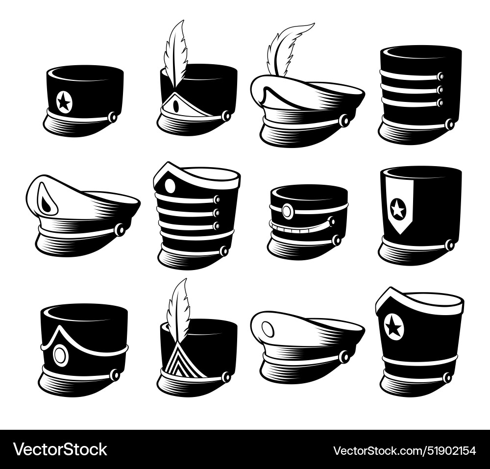 Marching band hat headdress uniform musical Vector Image