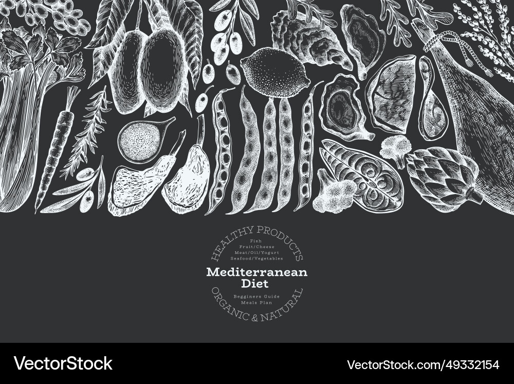 Mediterranean cuisine design template hand drawn Vector Image